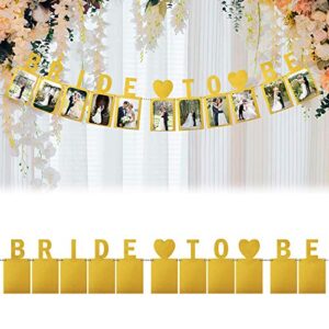 lingpar bride to be photo banner gold foiled for wedding sign bridal shower banner hen night decoration (gold)