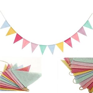 nina nugroho 12 flags burlap pennant banner multicolor fabric triangle rainbow flag for summer party festival hanging decoration