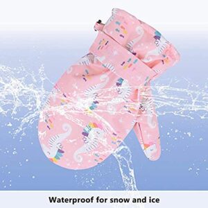 Zando Toddler Mittens Waterproof Snow Gloves Kids Gloves Lined Fleece Gloves Winter Warm Baby Mittens Toddler Gloves 01 Pink Hippo 2-3T