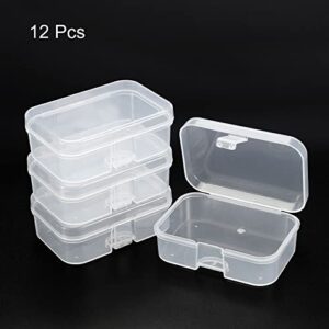 PATIKIL Clear Storage Container with Hinged Lid 65x45x24mm, 12 Pack Plastic Rectangle Box for Beads Art Craft