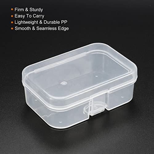 PATIKIL Clear Storage Container with Hinged Lid 65x45x24mm, 12 Pack Plastic Rectangle Box for Beads Art Craft