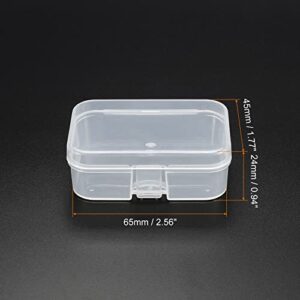 PATIKIL Clear Storage Container with Hinged Lid 65x45x24mm, 12 Pack Plastic Rectangle Box for Beads Art Craft