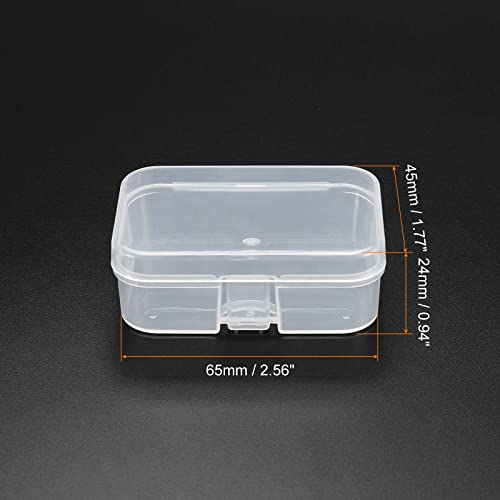 PATIKIL Clear Storage Container with Hinged Lid 65x45x24mm, 12 Pack Plastic Rectangle Box for Beads Art Craft