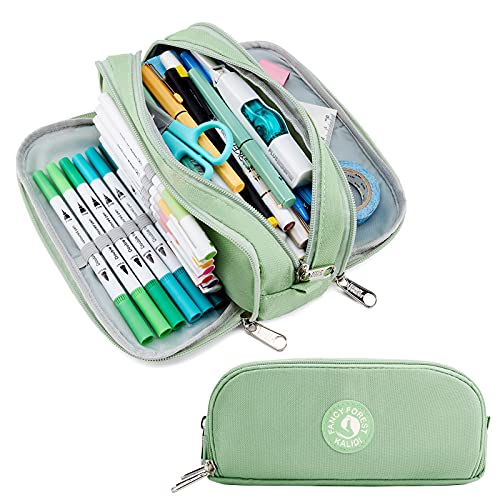 FANCY FOREST Large Capacity Pencil Case, KALIDI Pencil Pouch Office College School Large Storage Pen Bag 3 Compartment Pencil Cases for Adults School Teen Girl Boy