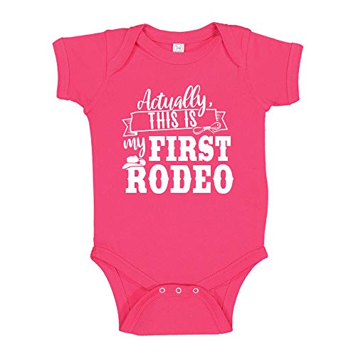 Actually This is My First Rodeo Baby Bodysuit Infant One Piece NB Cyber Pink