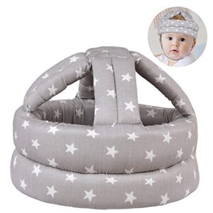 TORASO Baby Safety Helmet, Baby Infant Head Protector for Crawling, Head Cushion Bumper Bonnet, Soft Headguard for Toddler Learning to Walk, Gray Star (1)