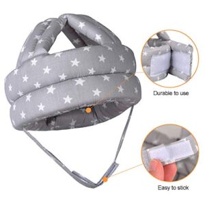 TORASO Baby Safety Helmet, Baby Infant Head Protector for Crawling, Head Cushion Bumper Bonnet, Soft Headguard for Toddler Learning to Walk, Gray Star (1)