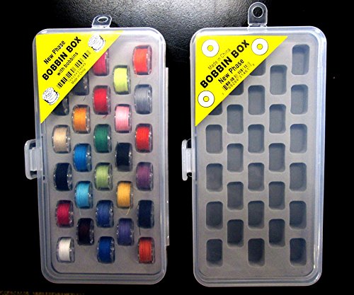 Tidy Craft – Bobbin Box Organizers Set of Two - Case with Snap Tight Lid for Your Sewing and Quilting Needs - Includes 28 Threaded Bobbins in 1 Box and Empty Box Holds 28