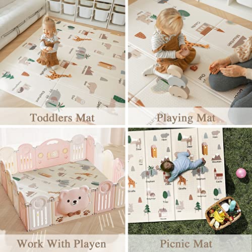 Baby Mat for Floor, 71" x 79" Large Foldable Foam Play Mat for Babies and Toddlers, Crawling Playmat, Reversible Waterproof Kids Play Mat, Play & Tummy Time, Indoor & Outdoor Use