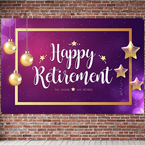 PAKBOOM Happy Retirement The Legend Has Retired Backdrop Banner - Retirement Party Decorations Supplies for Women - 3.9 x 5.9ft Purple