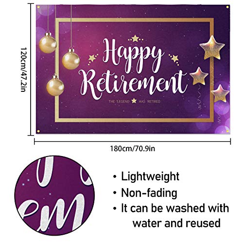 PAKBOOM Happy Retirement The Legend Has Retired Backdrop Banner - Retirement Party Decorations Supplies for Women - 3.9 x 5.9ft Purple