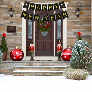 Happy New Year Banner,New Year Hanging Bunting,Paper New Years Eve Banner for for Mantle Fireplace Wall New Year Decorations,Party Supplies