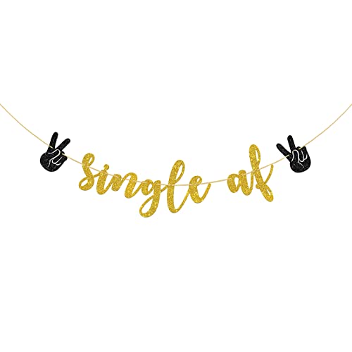 Halodete Single AF Banner, Divorced AF, Broken Up, Divorced Party Garland Bunting Decorations - Gold Glitter