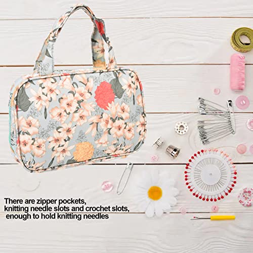 Knitting Bag, Sweater Stitch Set Knitting Tote Bag Crochet Bag Travel Yarn Bag DIY Stick Needle Crochet Storage Organizer Handbag Knitting Tote for Yarn Crochet, Embroidery