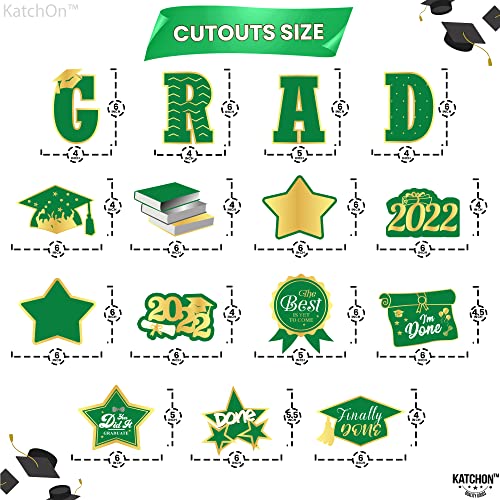 46 Pieces, XtraLarge Graduation Hanging Decorations - Graduation Swirls | Happy Graduation Banner Green and Gold - 72x44 Inch | Green and Gold Graduation Decorations 2022 | Graduation Backdrop