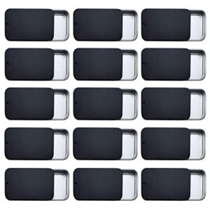 lacitycover pack of 15 metal slide top tin containers rectangular metal tin box empty storage organizer kit (black)