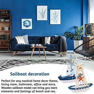 BLLREMIPSUR 2 PCS Mini Sailboat Decor, Wooden Miniature Sailing Boat Model, Nautical Theme Decoration for Bathroom, Baby Shower, Party, Kids Nursery