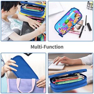 Stumble Guys Pattern Pen Pencil Case Bag Big Capacity Multifunction Storage Pouch Organizer with Zipper Office University for Girls Boy Blue