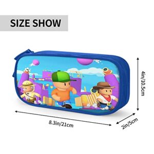 Stumble Guys Pattern Pen Pencil Case Bag Big Capacity Multifunction Storage Pouch Organizer with Zipper Office University for Girls Boy Blue