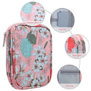 FAVOMOTO Empty Knitting Yarn Web Layer Crochet Tools Carrying Pockets Accessories Double-Layer Bags Hook Oxford Flower & Bag Various Pocket Hooks Travel Tote Pink Portable Case Cloth