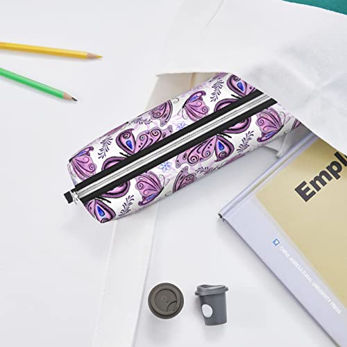 Purple Butterfly Pencil Case for Women Girls Teen Portable Pen Pouch Aesthetic Pencil Bag Work Supplies Organizer