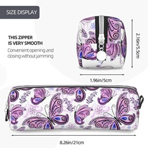 Purple Butterfly Pencil Case for Women Girls Teen Portable Pen Pouch Aesthetic Pencil Bag Work Supplies Organizer