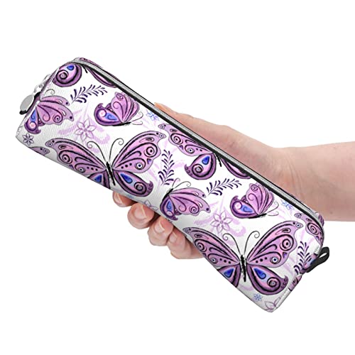 Purple Butterfly Pencil Case for Women Girls Teen Portable Pen Pouch Aesthetic Pencil Bag Work Supplies Organizer