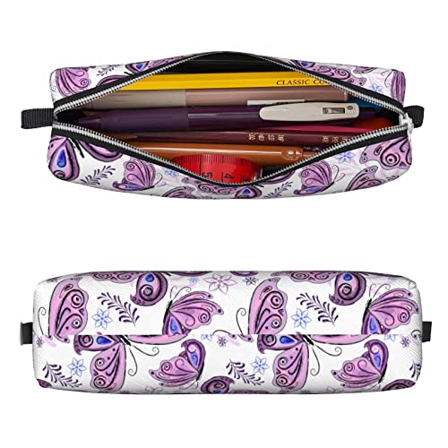 Purple Butterfly Pencil Case for Women Girls Teen Portable Pen Pouch Aesthetic Pencil Bag Work Supplies Organizer