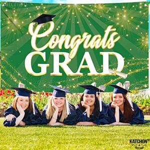 Big, Congrats Grad Banner Green - 72x44 Inch | Green Glitter Class of 2022 Banner - No DIY, 10 Feet | Graduation Banner for Class of 2022 Decorations | Graduation Decorations 2022 Green and Black