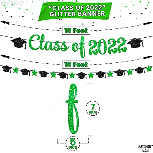 Big, Congrats Grad Banner Green - 72x44 Inch | Green Glitter Class of 2022 Banner - No DIY, 10 Feet | Graduation Banner for Class of 2022 Decorations | Graduation Decorations 2022 Green and Black