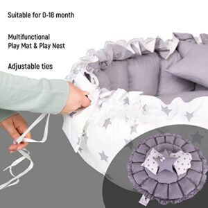 MottoKids 2-in-1 Play Mat from Baby to Toddler, Pet Cushion, Thick & Convertible, Floor Cushion for Toddler, Play Mat, Cotton (Grey)