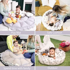 MottoKids 2-in-1 Play Mat from Baby to Toddler, Pet Cushion, Thick & Convertible, Floor Cushion for Toddler, Play Mat, Cotton (Grey)