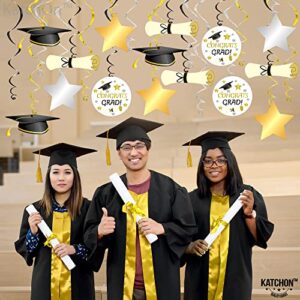 Gold Glitter, Congrats Grad Banner 2022 - No DIY, 10 Feet | 45 Pieces, Graduation Hanging Swirls Decorations - No DIY | Gold Graduation Party Decorations 2022 | Graduation Hanging Decorations 2022