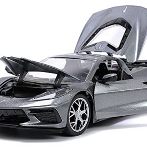 2020 Chevy Corvette Stingray C8 Dark Gray Metallic Hyper-Spec Series 1/24 Diecast Model Car by Jada 32716