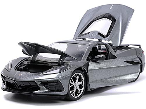 2020 Chevy Corvette Stingray C8 Dark Gray Metallic Hyper-Spec Series 1/24 Diecast Model Car by Jada 32716