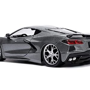 2020 Chevy Corvette Stingray C8 Dark Gray Metallic Hyper-Spec Series 1/24 Diecast Model Car by Jada 32716