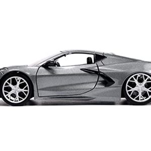 2020 Chevy Corvette Stingray C8 Dark Gray Metallic Hyper-Spec Series 1/24 Diecast Model Car by Jada 32716