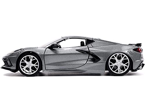 2020 Chevy Corvette Stingray C8 Dark Gray Metallic Hyper-Spec Series 1/24 Diecast Model Car by Jada 32716