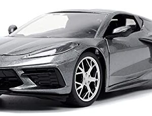 2020 Chevy Corvette Stingray C8 Dark Gray Metallic Hyper-Spec Series 1/24 Diecast Model Car by Jada 32716