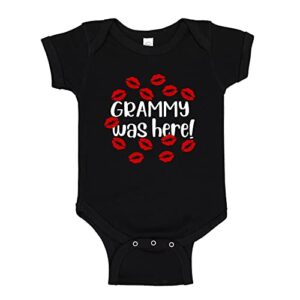 the shirt den grammy was here baby bodysuit one piece 24 mo black