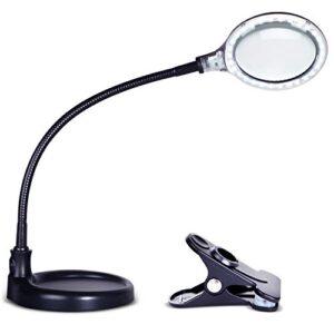 brightech lightview pro flex 2 in 1 magnifying desk lamp, 2.25x light magnifier, adjustable magnifying glass with light for crafts, reading, close work