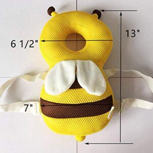 Baby Head Protector - Baby Walker Protective Head Adjustable Baby Safety Mat Protective Head Cute Bee Suitable Age 4-36 Months (Yellow)