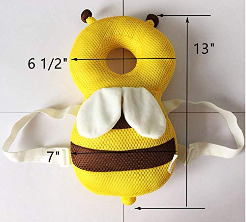 Baby Head Protector - Baby Walker Protective Head Adjustable Baby Safety Mat Protective Head Cute Bee Suitable Age 4-36 Months (Yellow)