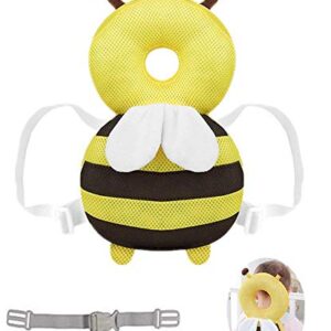 Baby Head Protector - Baby Walker Protective Head Adjustable Baby Safety Mat Protective Head Cute Bee Suitable Age 4-36 Months (Yellow)