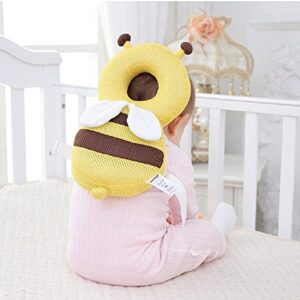 Baby Head Protector - Baby Walker Protective Head Adjustable Baby Safety Mat Protective Head Cute Bee Suitable Age 4-36 Months (Yellow)