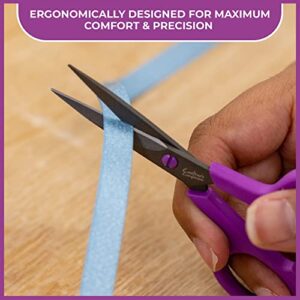 Sharp Craft Scissors For Adults - Japanese Precision Stainless Steel Blades - Non-Stick Teflon Coated - Ergonomic Design - Perfect for Paper, Card, Felt and Fabric - By Crafters Companion (4.5 Inch)