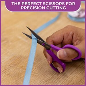 Sharp Craft Scissors For Adults - Japanese Precision Stainless Steel Blades - Non-Stick Teflon Coated - Ergonomic Design - Perfect for Paper, Card, Felt and Fabric - By Crafters Companion (4.5 Inch)