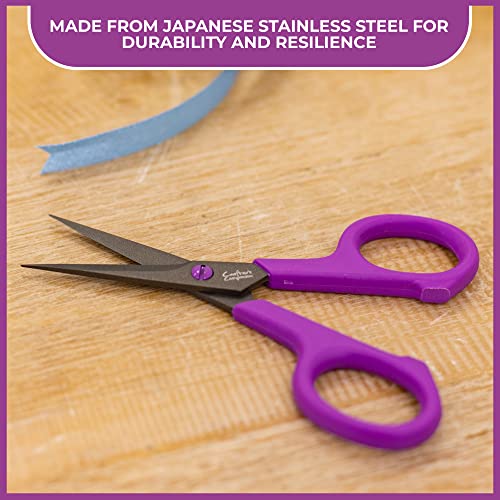 Sharp Craft Scissors For Adults - Japanese Precision Stainless Steel Blades - Non-Stick Teflon Coated - Ergonomic Design - Perfect for Paper, Card, Felt and Fabric - By Crafters Companion (4.5 Inch)