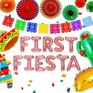 JeVenis Rose Gold First Fiesta Birthday Decoration First Fiesta Balloons First Fiesta Backdrop First Fiesta High Chair Banner Taco Bout First Decoration Taco Bout UNO Party Decoration