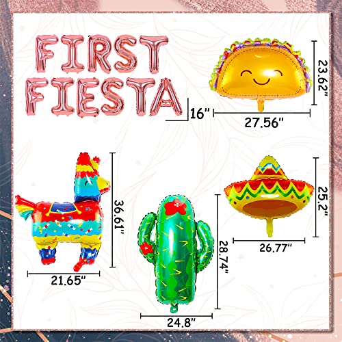 JeVenis Rose Gold First Fiesta Birthday Decoration First Fiesta Balloons First Fiesta Backdrop First Fiesta High Chair Banner Taco Bout First Decoration Taco Bout UNO Party Decoration